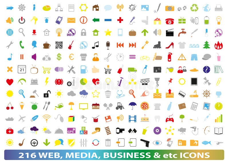 Sistema De Diversos Iconos Y Símbolos Ilustración del Vector ...