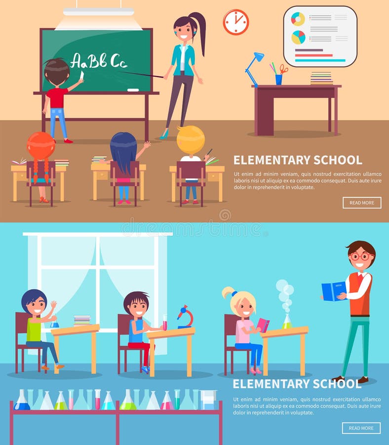 Sistema De Ejemplos Del Vector De La Escuela Primaria Ilustración del ...