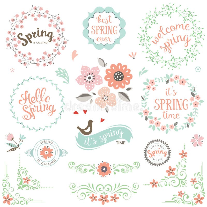 Sistema De Elementos De La Primavera Ilustración del Vector ...