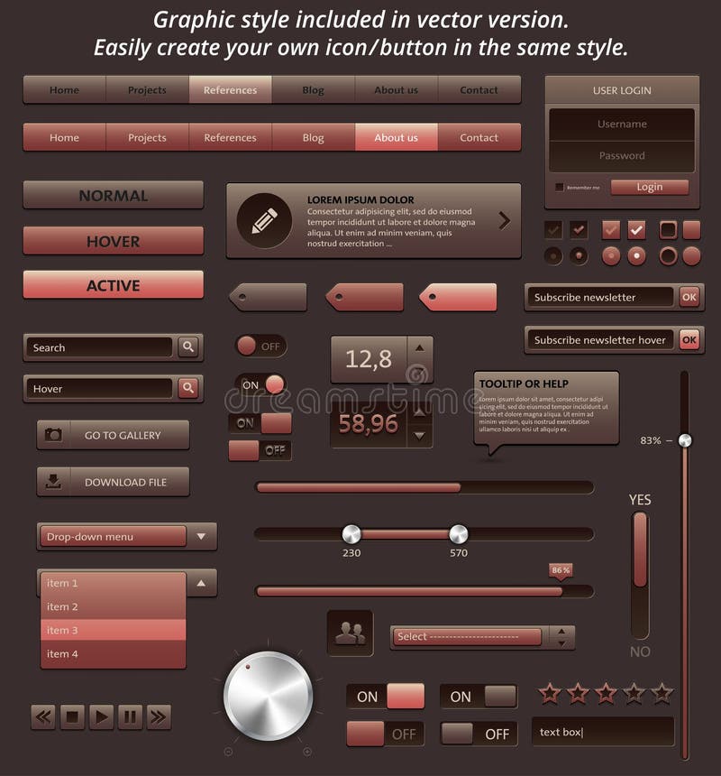 Conjunto De Elementos Del Diseño De Web Ilustración del Vector ...