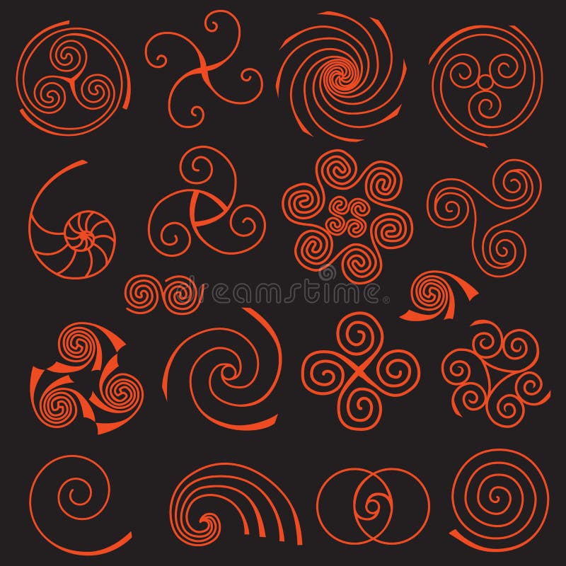 Sistema De Elementos Espirales Simples Ilustración del Vector ...