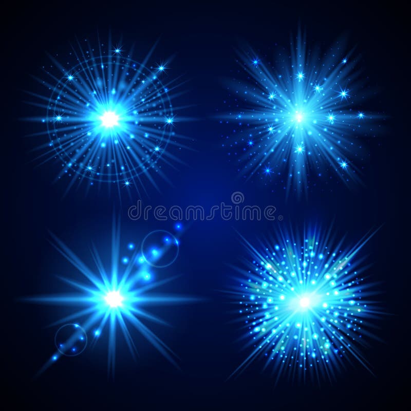 Sistema De Estrellas De Destello Azules Ilustración del Vector ...