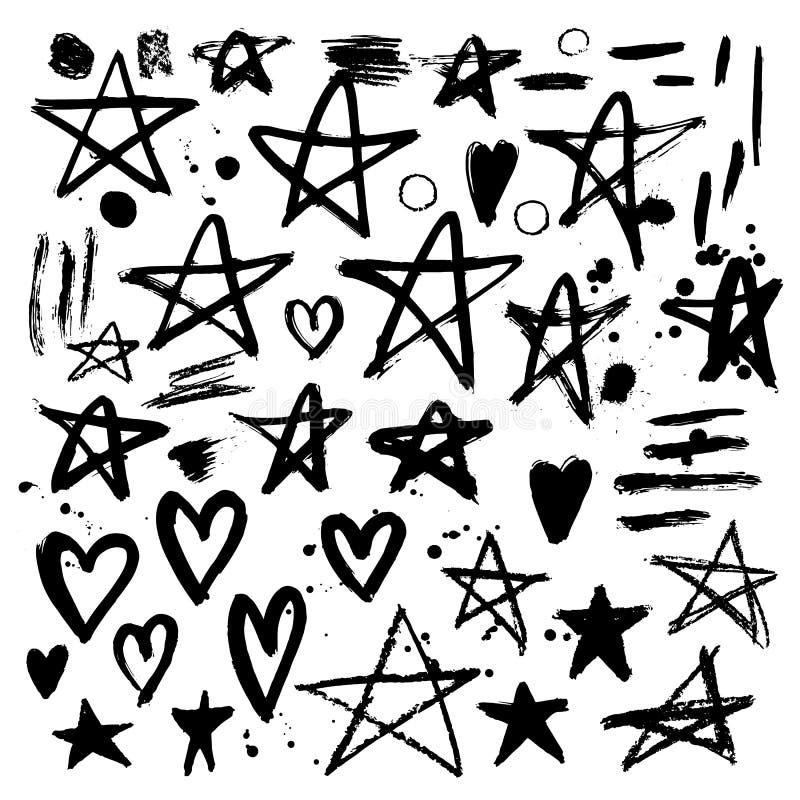 Sistema De Estrellas Y De Corazones Dibujados Mano Elementos De Grunge ... Sistema De Estrellas Y De Corazones Dibujados Mano Elementos De Grunge ...