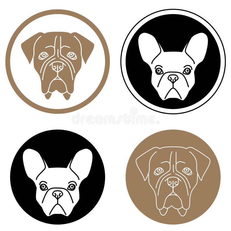 Sistema De Etiquetas Con Las Cabezas De Perro Ilustración del Vector ...