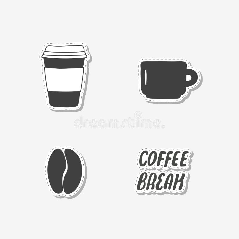 Sistema De Etiquetas Engomadas Dibujadas Mano Con El Grano De Café, La ... Sistema De Etiquetas Engomadas Dibujadas Mano Con El Grano De Café, La ...