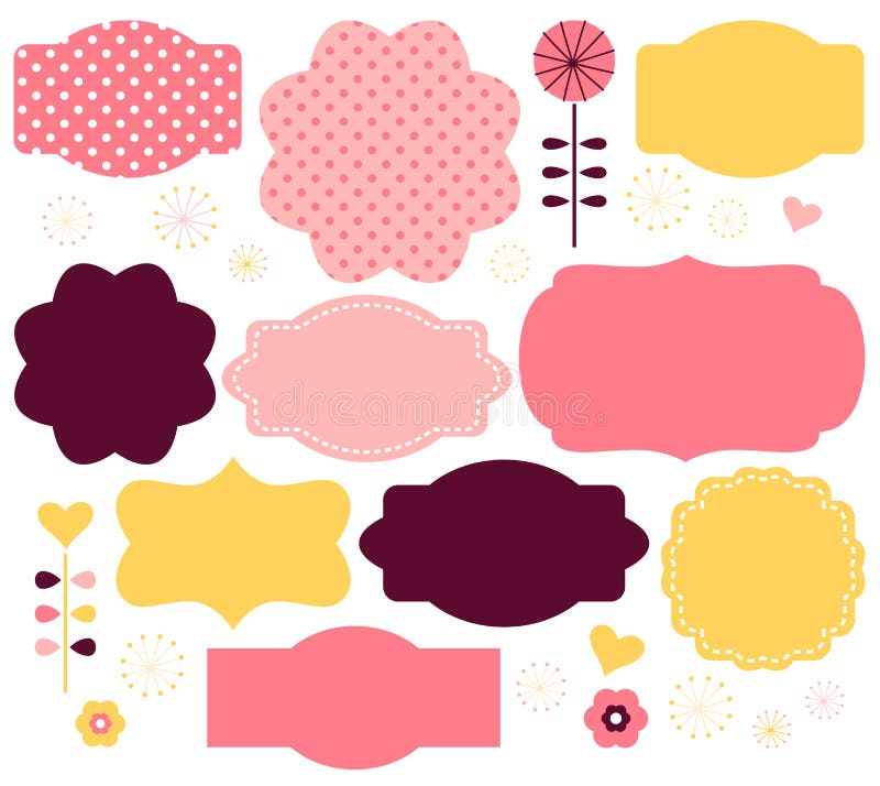 Sistema De Etiquetas Retro Del Color Del Vector Ilustración del Vector ...