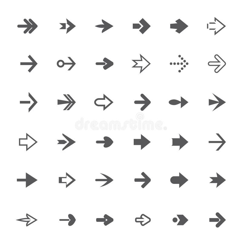 Sistema De Flechas Grises Iconos Del Vector Ilustración del Vector ...