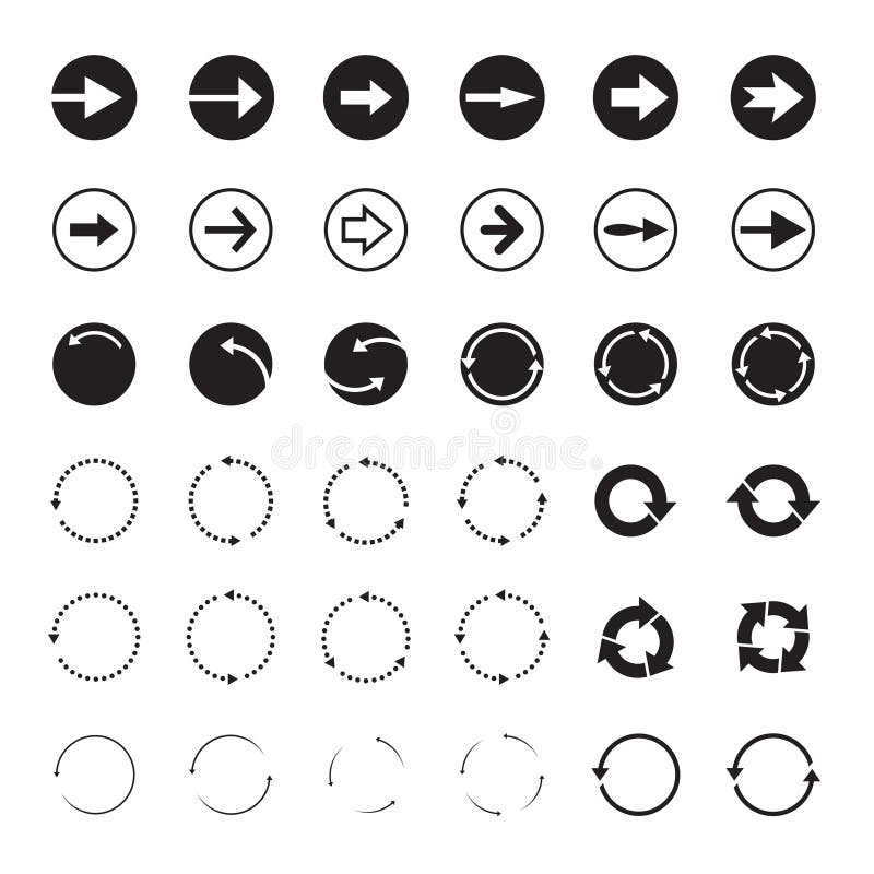 Icono Negro De Tres Flechas Del Círculo Ilustración del Vector ...