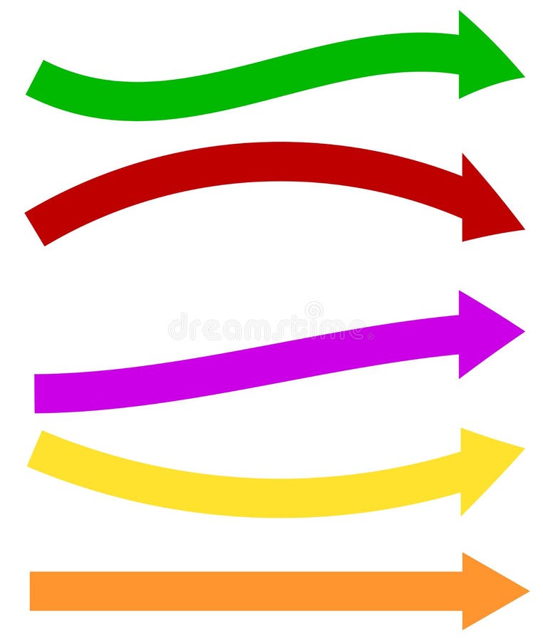 Sistema De 5 Formas Coloridas De La Flecha Flechas Largas, Horizontales ...