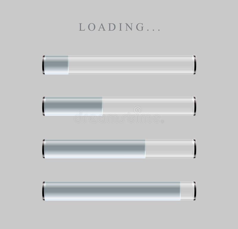 Sistema De Gray Loading Bars Con Brillo Ilustración del Vector ...