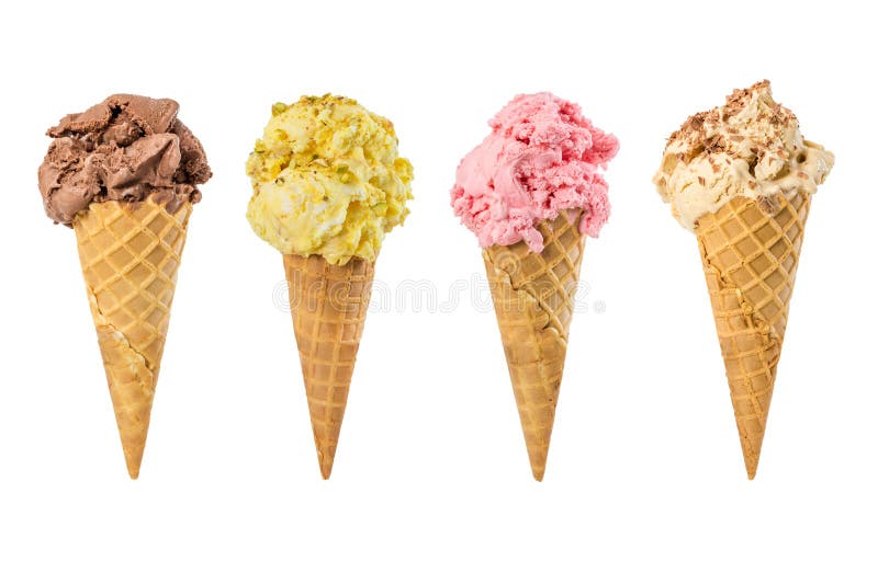Seis Conos De Helado De 6 Diversos Sabores Imagen de archivo - Imagen ...