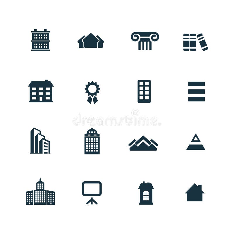 Sistema De Iconos De La Arquitectura Ilustración del Vector ...