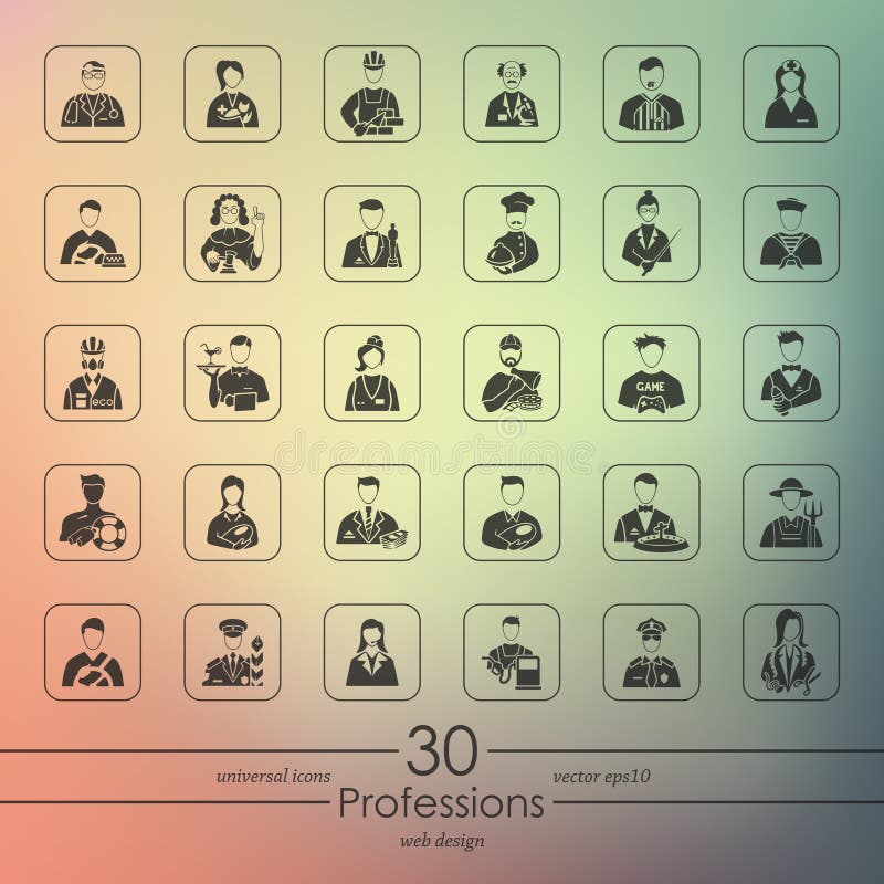 Sistema De Iconos De Las Profesiones Ilustración del Vector ...