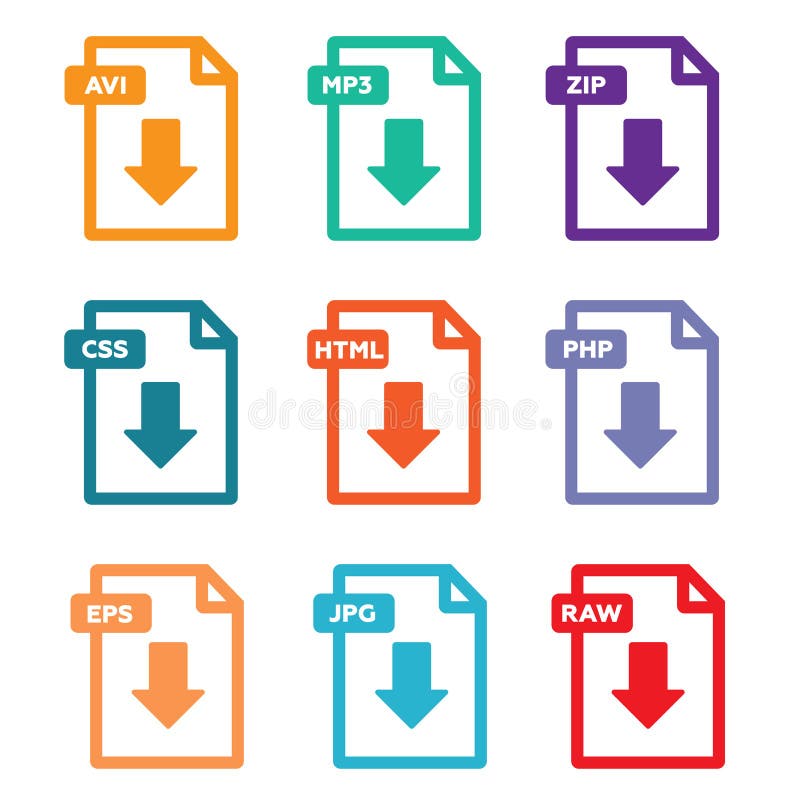Sistema De Iconos De Los Formatos De Archivo Foto de archivo editorial ...