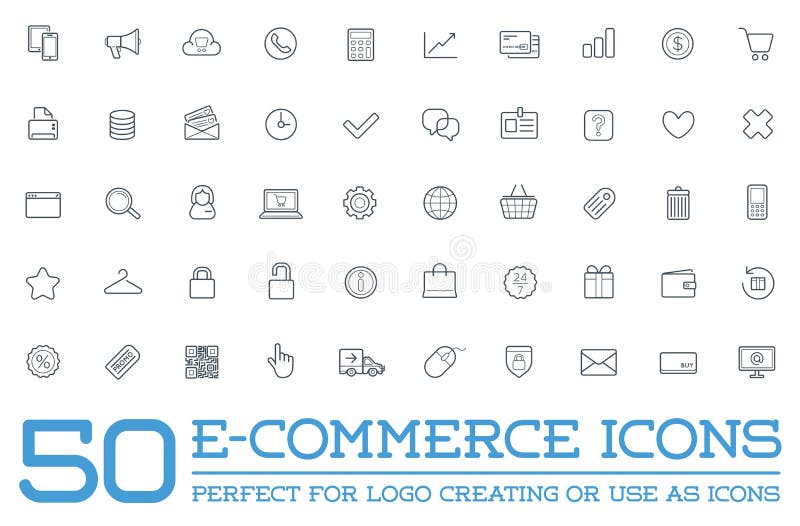 Sistema De Iconos Del Comercio Electrónico Del Vector Ilustración del ...