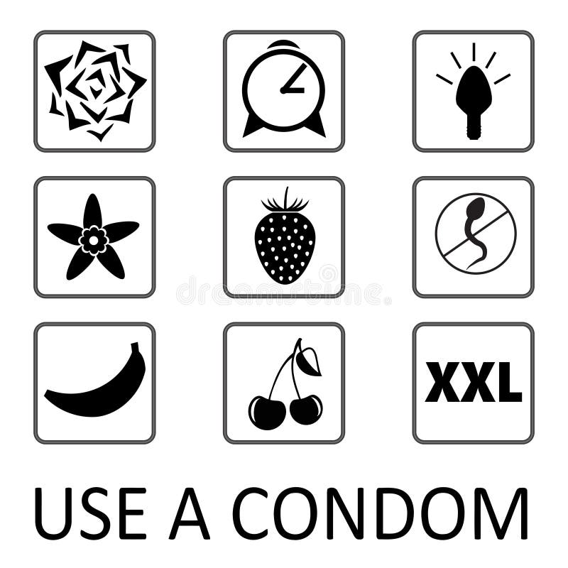 Iconos Del Condón Fijados Vector Ilustración del Vector - Ilustración ...