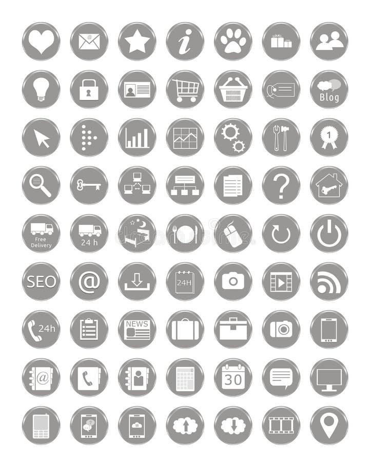 Sistema De Iconos Del Web En Color Gris Stock de ilustración ...