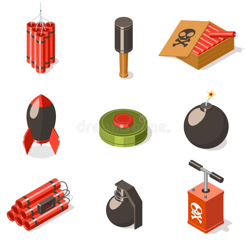 Sistema De Iconos Explosivos Del Arma Ilustración del Vector ...
