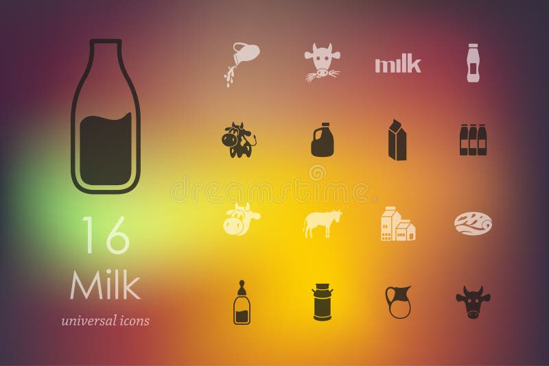 Sistema De Iconos De La Leche Ilustración del Vector - Ilustración de ...