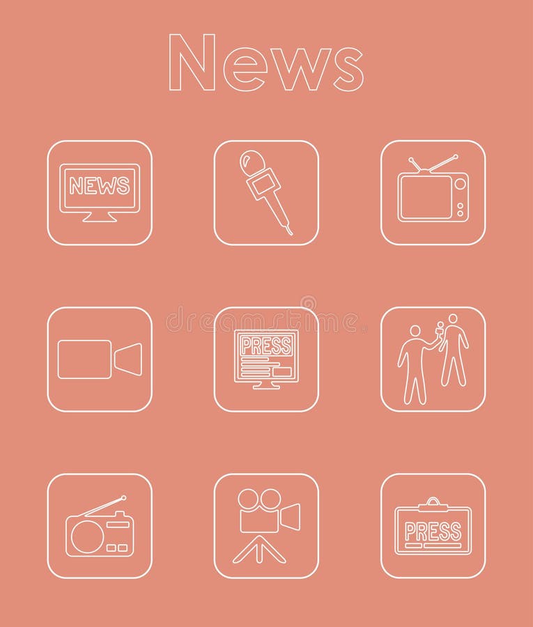 Sistema De Iconos Simples De Las Noticias Ilustración del Vector ...