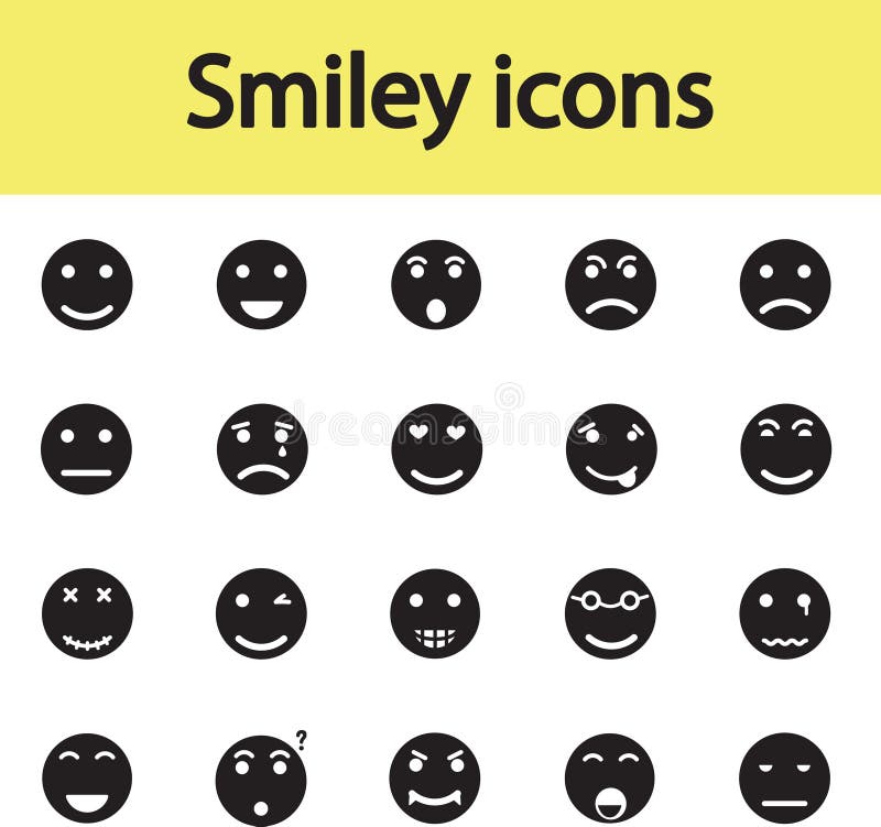 Sistema De Iconos Sonrientes Con Diversas Emociones Ilustración del ...