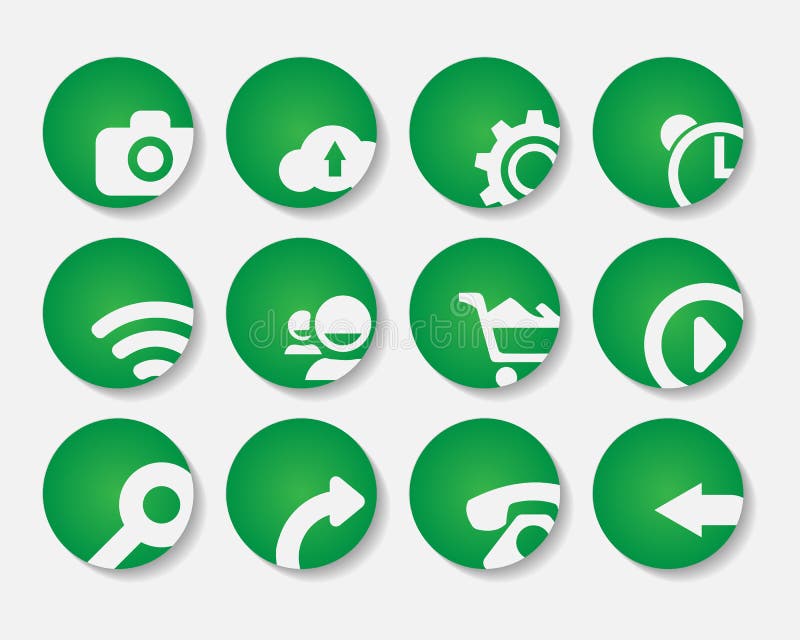 Sistema De Iconos Verdes Elegantes Ilustración del Vector - Ilustración ...