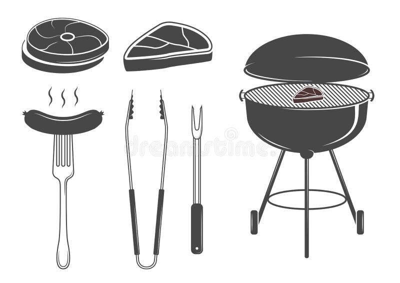 Sistema de la barbacoa ilustración del vector. Ilustración de vector ...