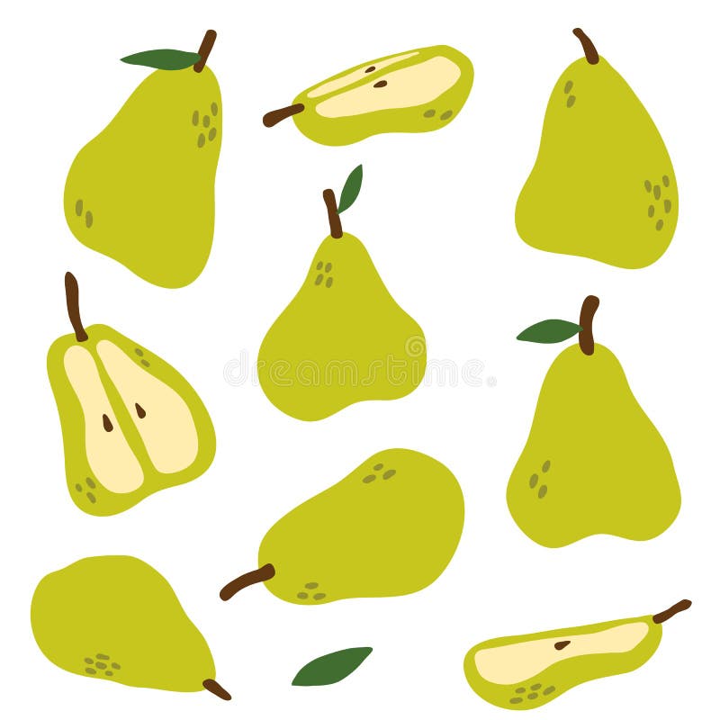 Conjunto de 4 peras ilustración del vector. Ilustración de árbol - 15304458