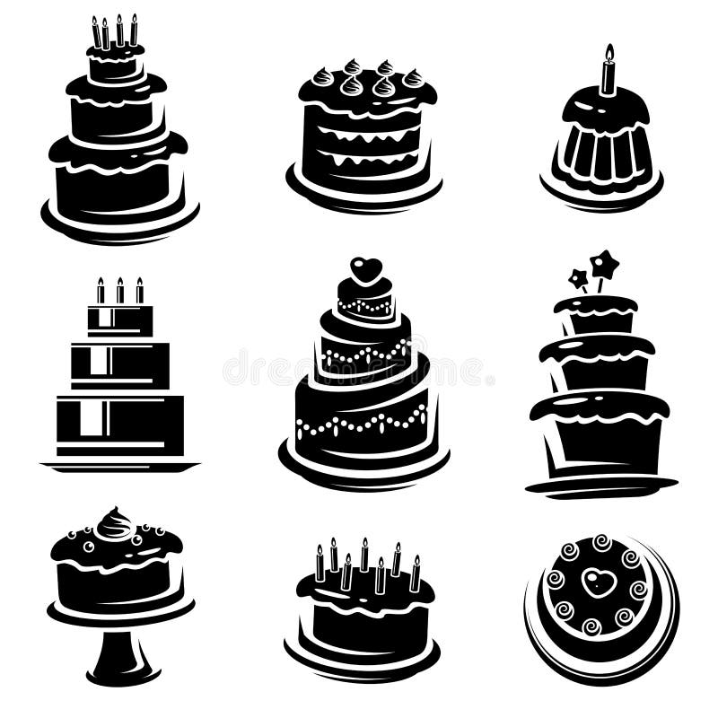 Sistema De La Torta. Vector Ilustración del Vector - Ilustración de ...