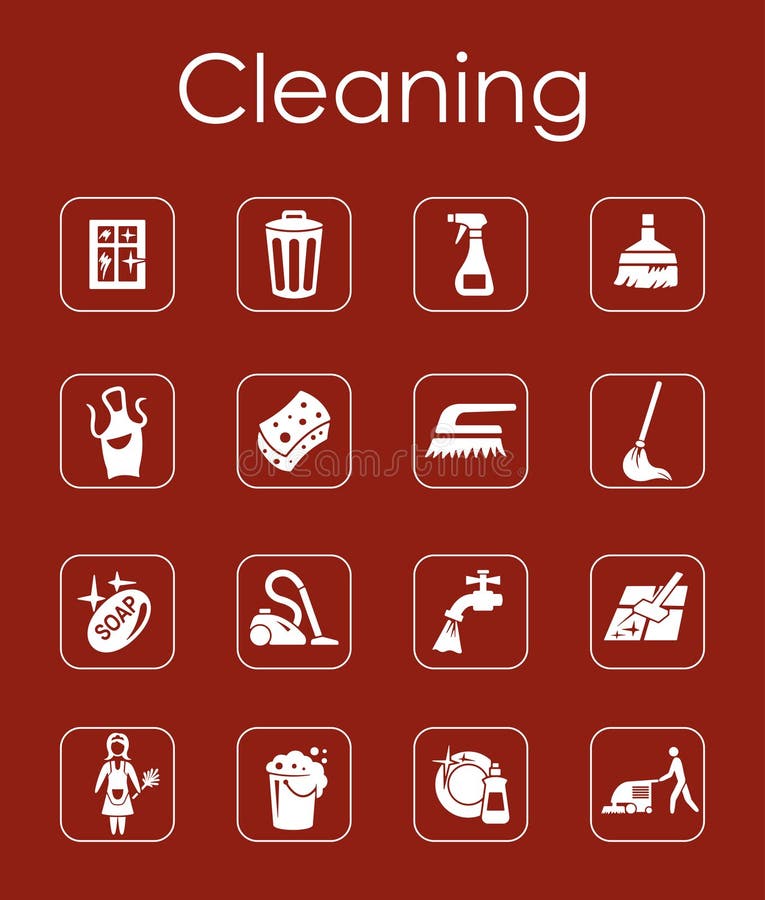 Sistema De Limpiar Iconos Simples Ilustración del Vector - Ilustración ...