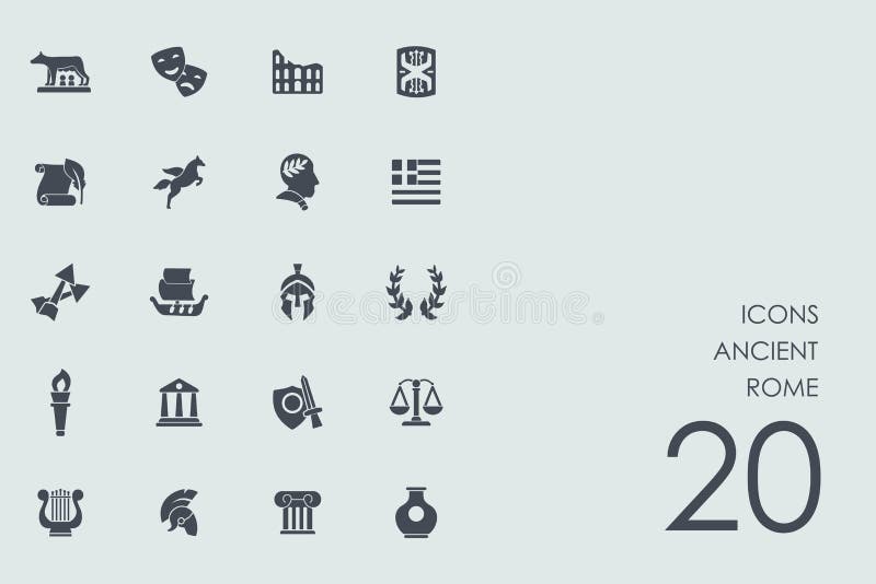 Sistema De Los Iconos Antiguos De Roma Ilustración del Vector ...