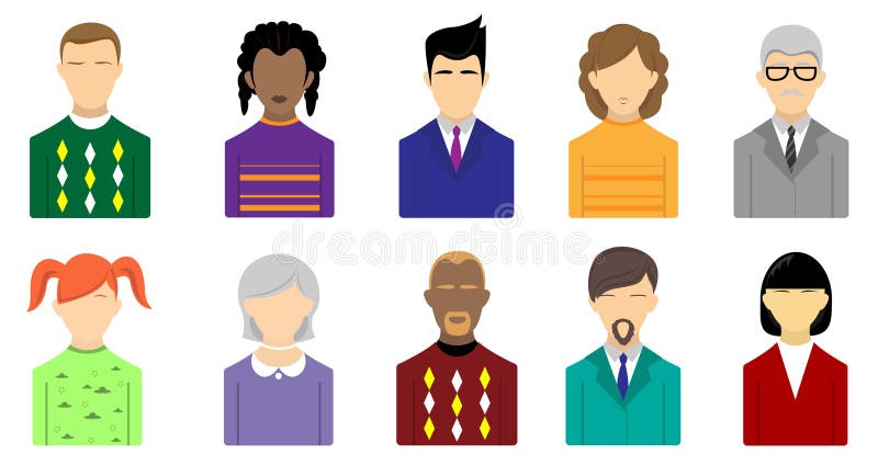 Sistema De Los Iconos De Diversa Gente Ilustración del Vector ...