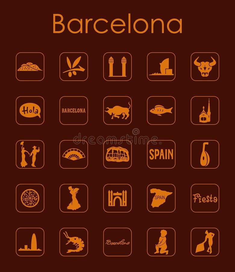 Sistema De Los Iconos De Barcelona Ilustración del Vector - Ilustración ...