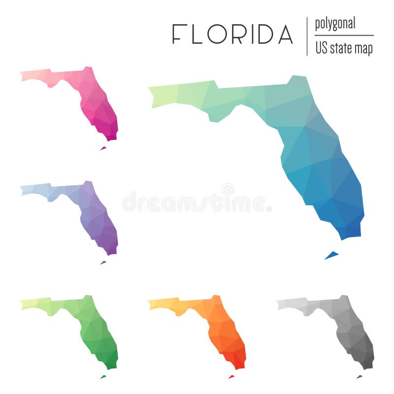 Sistema De Los Mapas Poligonales De La Florida Del Vector Ilustración ...
