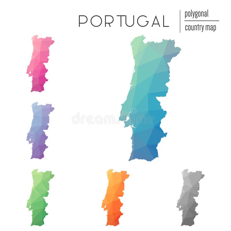 Sistema De Los Mapas Poligonales De Portugal Del Vector Ilustración del ...