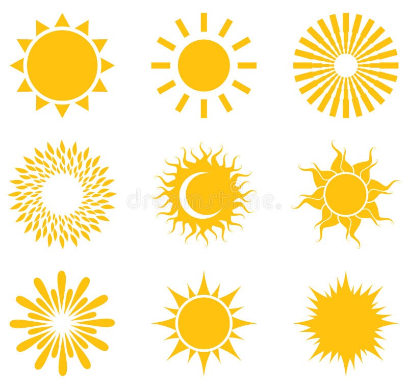Sistema De Los Símbolos Del Sol Stock de ilustración - Ilustración de ...