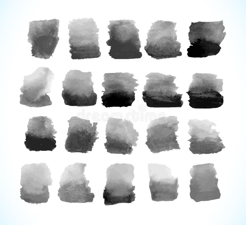 Sistema De Mancha Negra De La Acuarela Del Vector Ilustración del ...