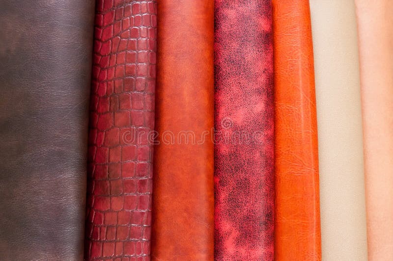 Sistema De Materiales De Cuero Coloridos Imagen de archivo - Imagen de ...