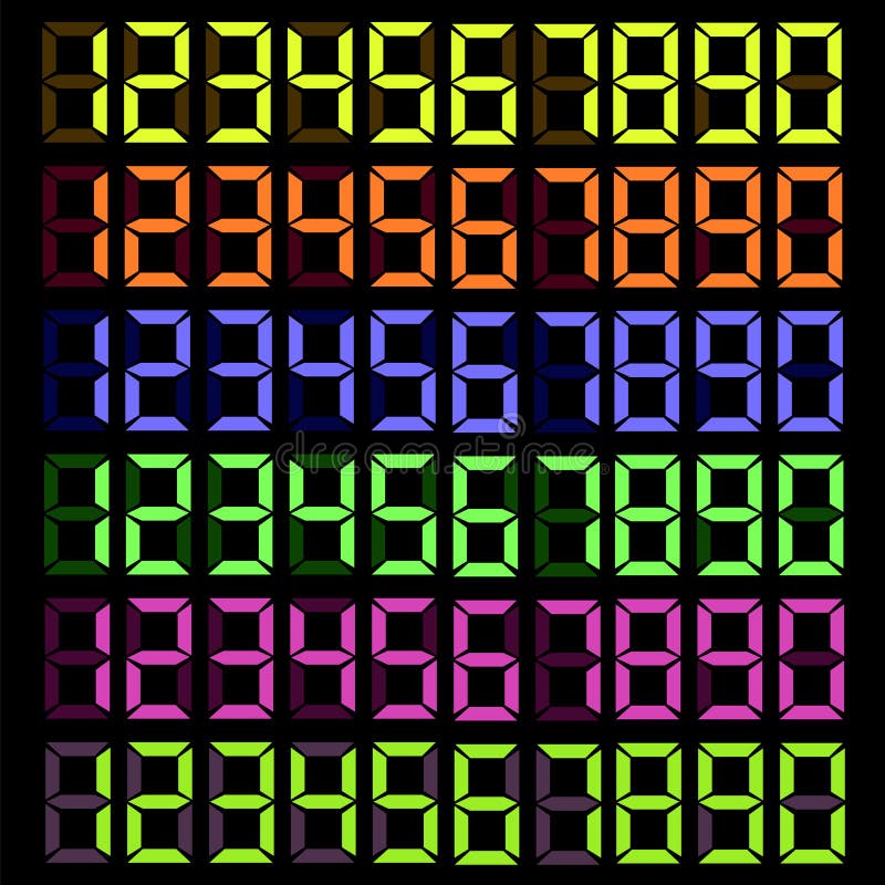 Sistema De Números Digitales Coloridos Ilustración del Vector ...