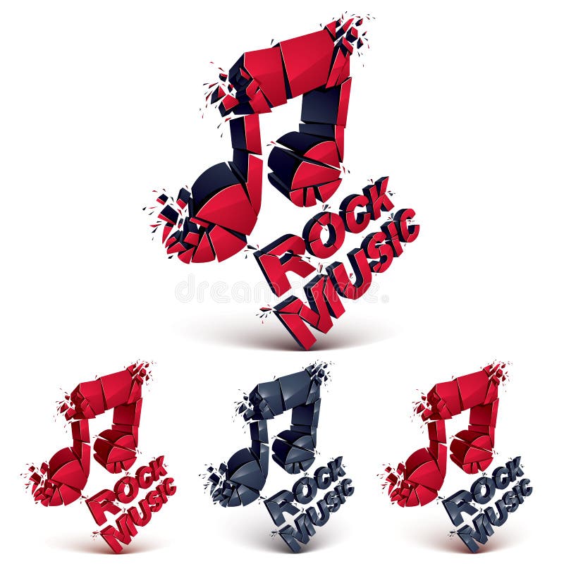 Sistema De Notas Musicales Del Vector Rojo Y Negro 3d Creadas ...