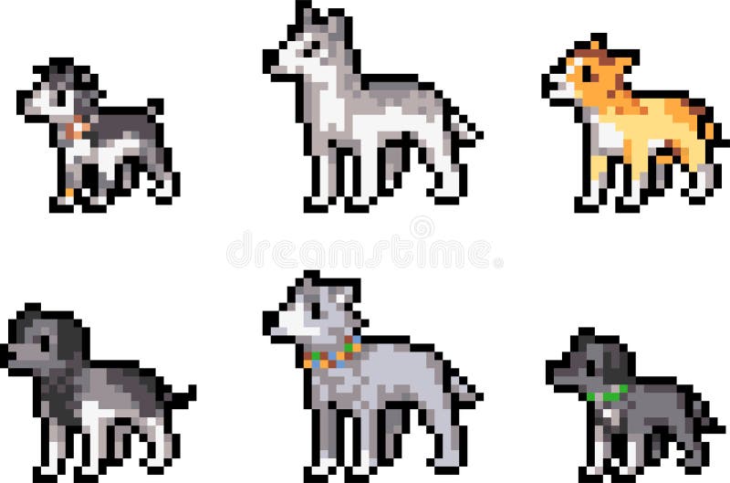 Sistema De Perros Del Pixel Ilustración del Vector - Ilustración de ...