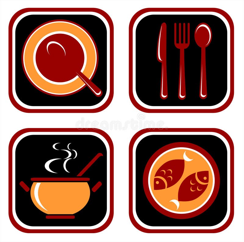 Sistema De Símbolos De La Comida Stock de ilustración - Ilustración de ...