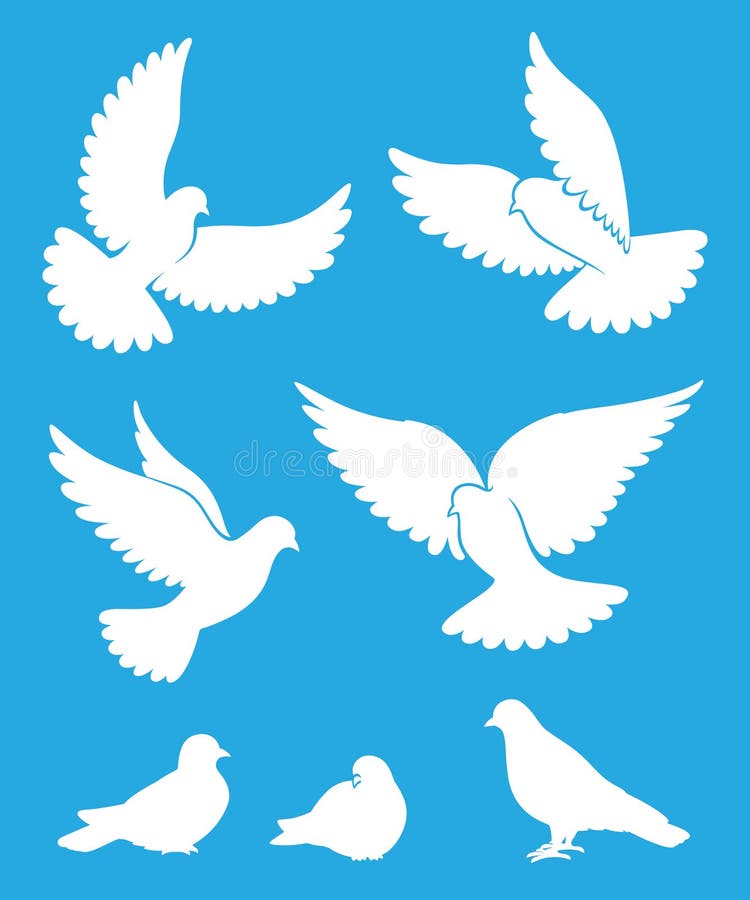 Sistema De Siluetas De La Paloma Del Vector Ilustración del Vector ...