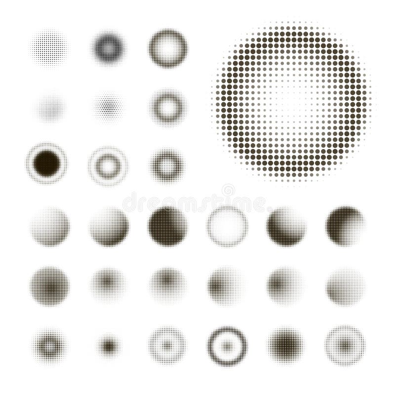 Conjunto De Textura Circular Abstracta En Medio Tono Aislada ...