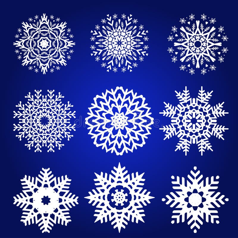 Sistema Decorativo Del Vector De Los Copos De Nieve Ilustración del ...