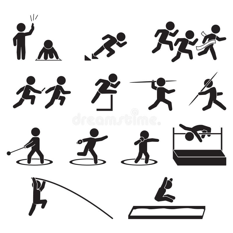 Sistema Del Icono Del Atletismo, Vector Ilustración del Vector ...