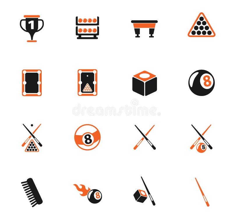 Sistema Del Icono Del Billar Ilustración del Vector - Ilustración de ...