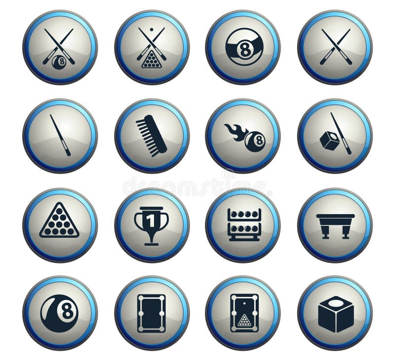 Sistema Del Icono Del Billar Ilustración del Vector - Ilustración de ...