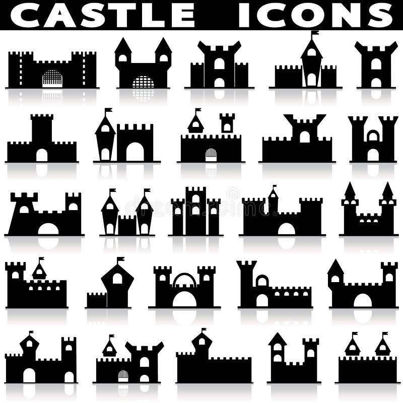 Sistema Del Icono Del Castillo Ilustración del Vector - Ilustración de ...