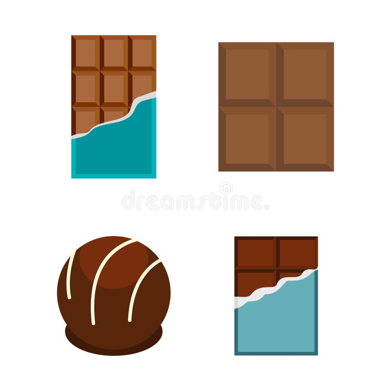 Sistema Del Icono Del Chocolate, Estilo Plano Ilustración del Vector ...